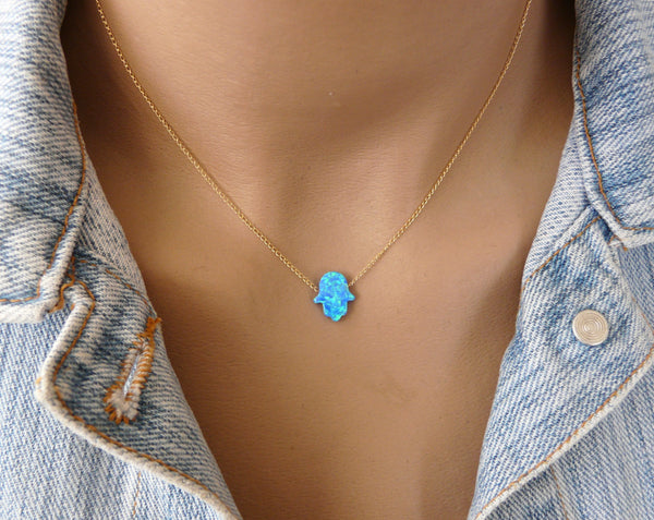 Opal hamsa necklace store